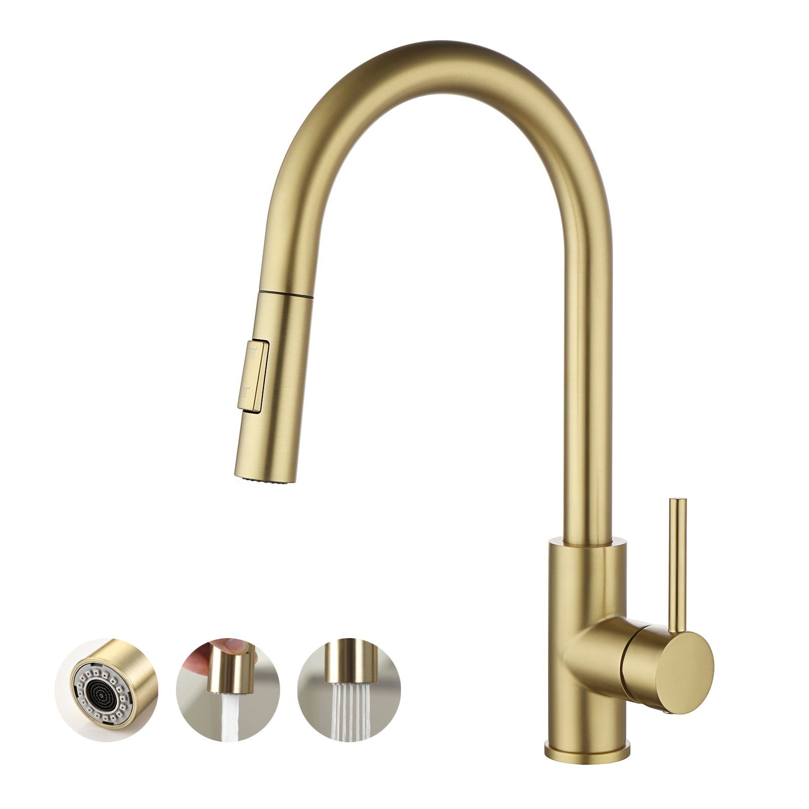 Havin Gold Kitchen Faucet with Pull Down Sprayer, High Arc Stainless S